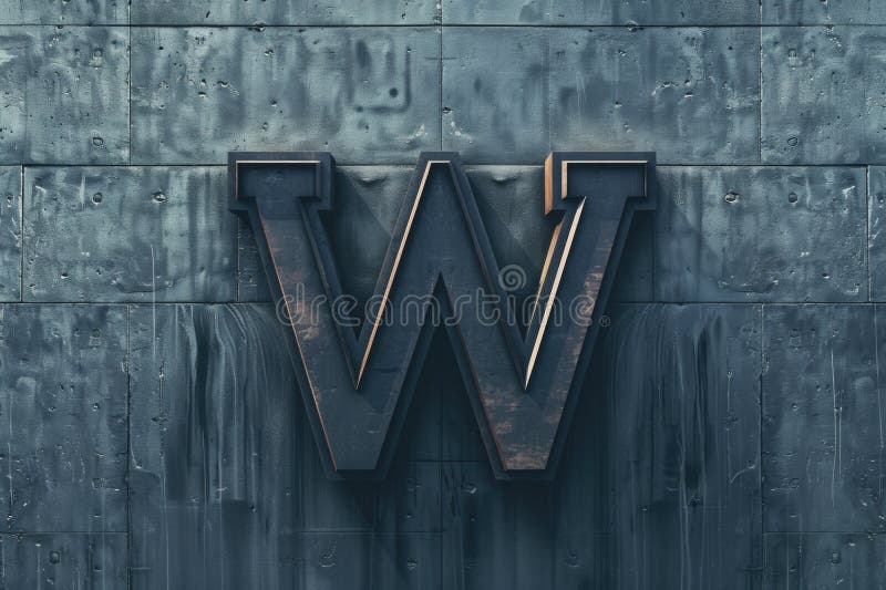 Close Up of Metal Letter W on Wall, Suitable for Signage Design Stock ...