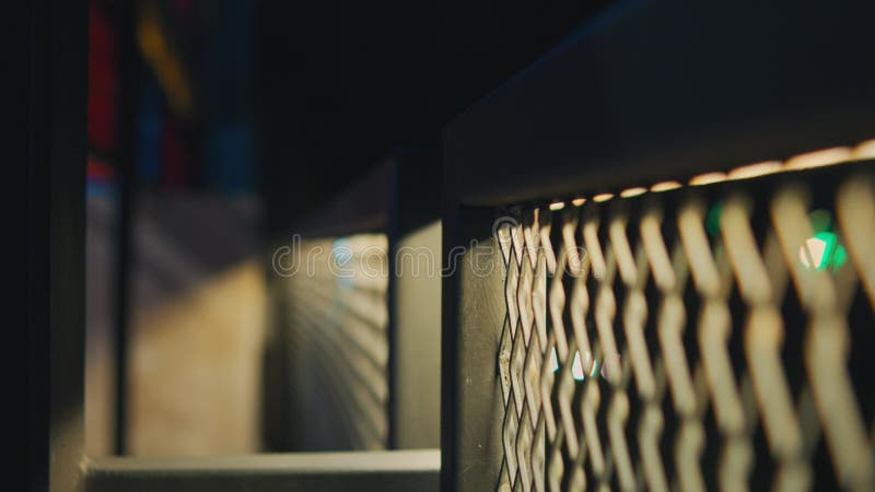 Close-Up of Metal Mesh Railing with Soft Lighting Stock Video - Video ...