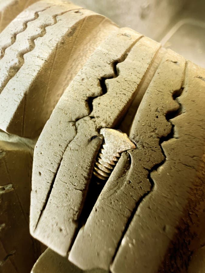 Bad Luck Tire Incident: Close-up View Stock Photo - Image of abandoned ...