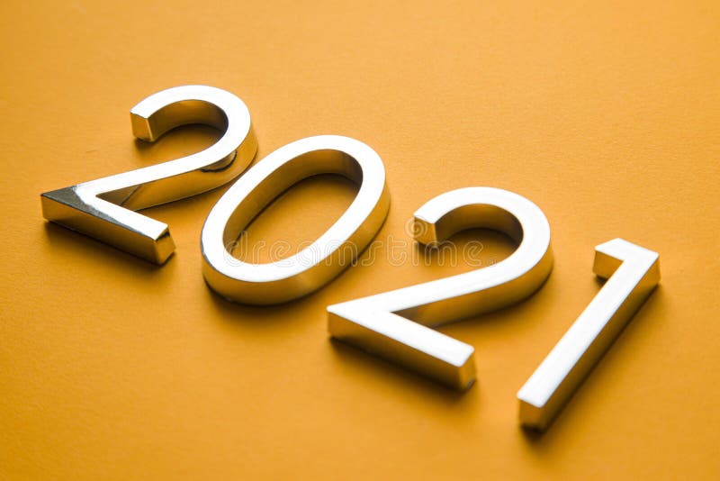 Close-up of Metal Numbers 2022 on Orange Background. Change Year 2021 ...