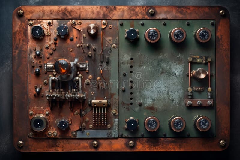A Close Up of a Metal Panel with Many Knobs Stock Illustration ...