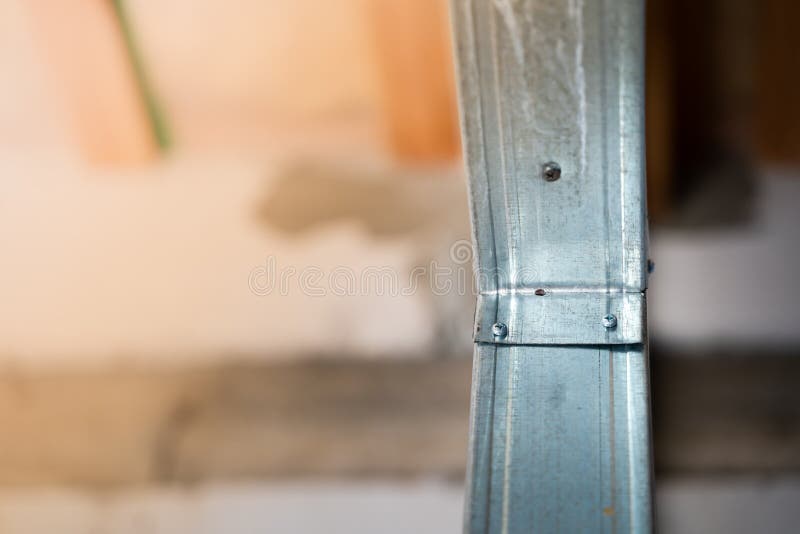 Close-up of a Metal Profile Frame for a Wall. Room Divider Under ...