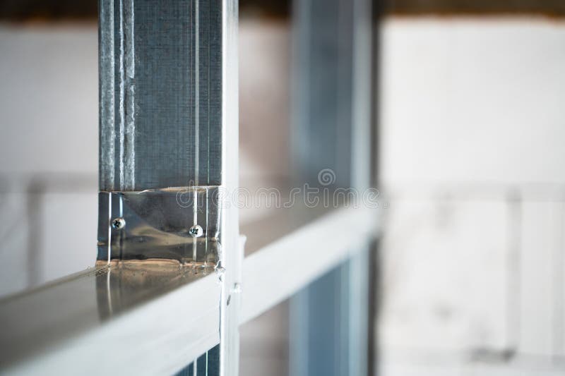 Close-up of a Metal Profile Frame for a Wall. Room Divider Under ...