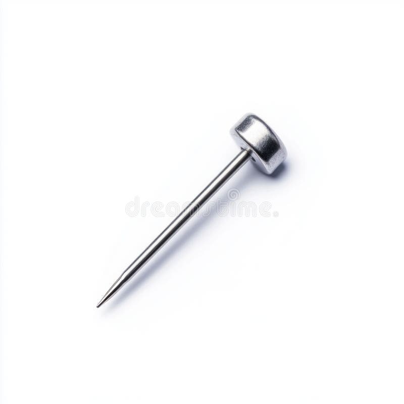 Close-Up of a Metal Push Pin on White Background Stock Illustration ...