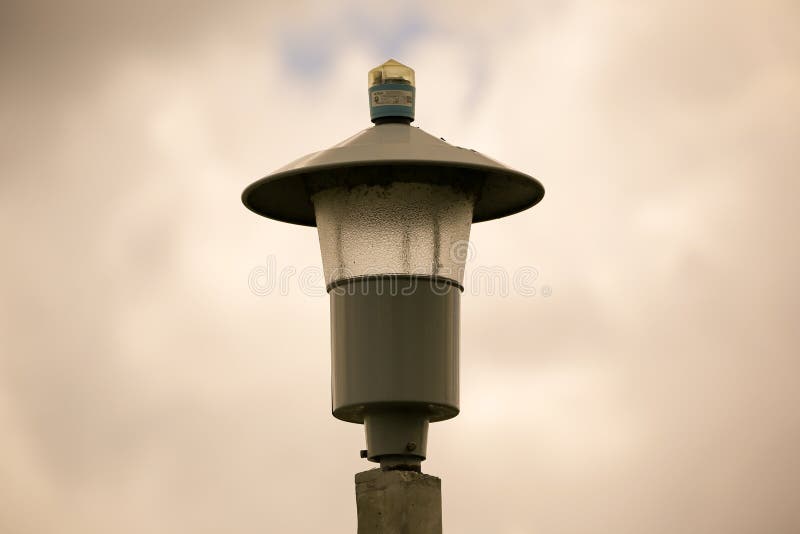 Close Up of Metal Security Lamp Stock Image - Image of side, street ...