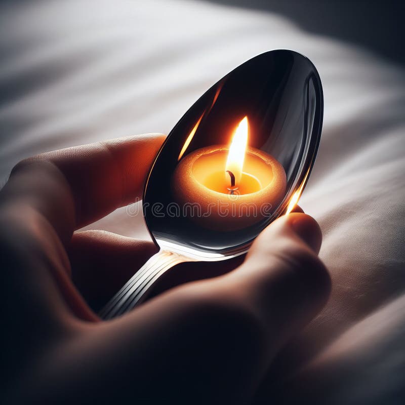 A Close Up of a Metal Spoon Reflecting the Light Fro Stock Illustration ...