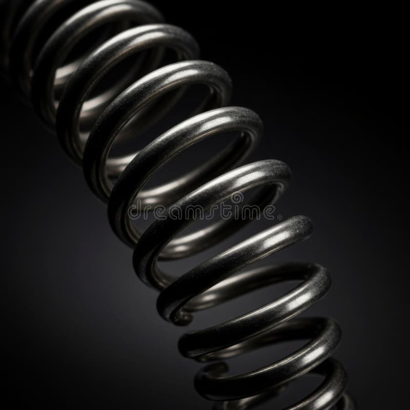 Close-Up of a Metal Spring Against a Dark Background Stock Illustration ...