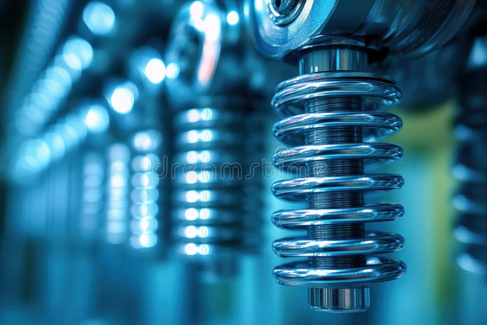 A Close-up of a Metal Spring, Detailed and Technical, Mechanical Theme ...