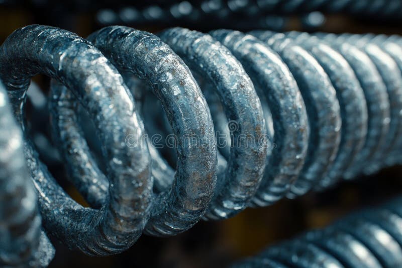 A Close-up of a Metal Spring, Detailed and Technical, Mechanical Theme ...