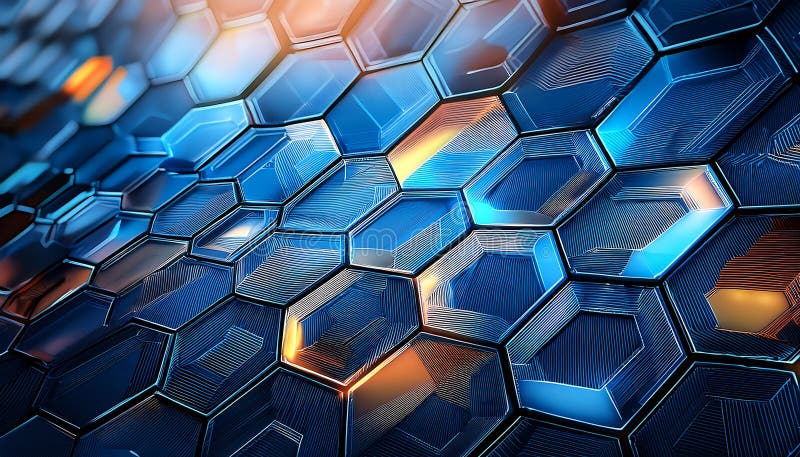 A Close-up of a Metallic Blue Hexagonal Surface Reflecting Light ...