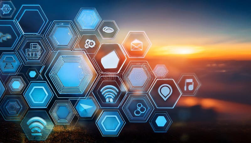 A Close-up of a Metallic Blue Hexagonal Surface Reflecting Light ...