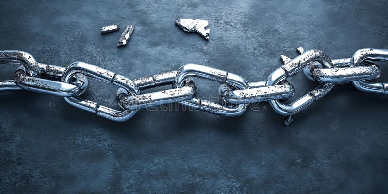Close-up of Metallic Chain and Broken Links Stock Illustration ...