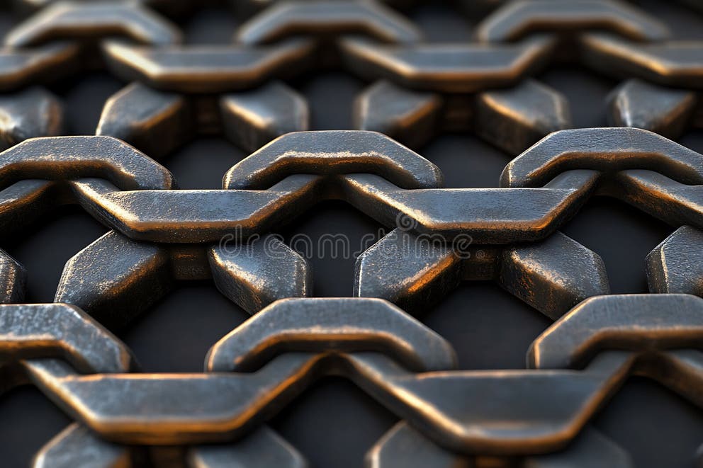 Close-up of a Metallic Chainmail Texture with Hexagonal Links Stock ...