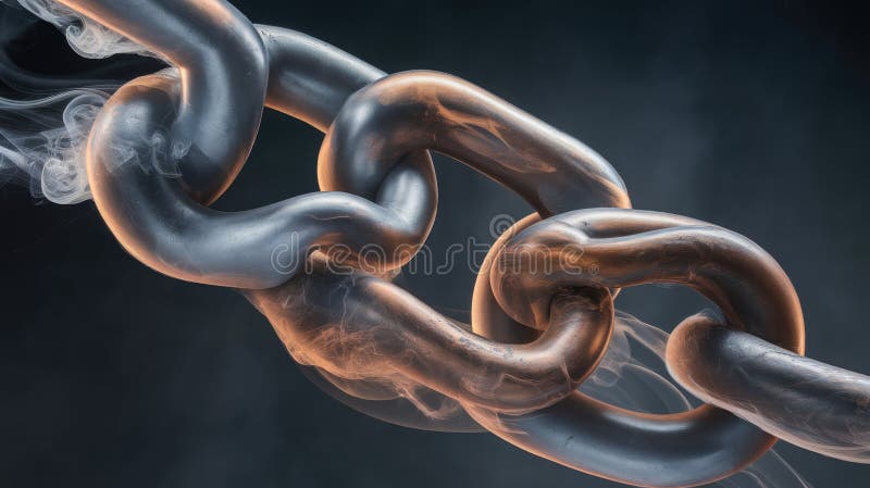 Close-up of Metallic Chains Intertwined with a Smoky Background ...