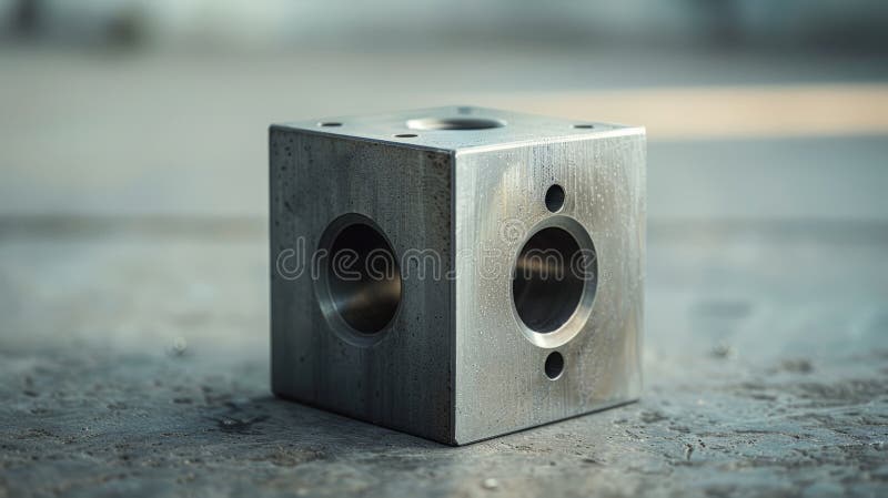 A Close-up of a Metallic Cube with Multiple Holes. Stock Image - Image ...