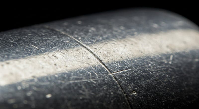 Close-up of a Metallic Cylindrical Object with a Scratched Surface. the ...