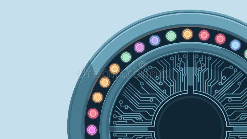 Close-up of Metallic Frame with Circuit Board Patterns and LED Lights ...