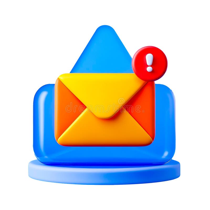 A Vibrant Notification Icon Featuring an Envelope with an Exclamation ...