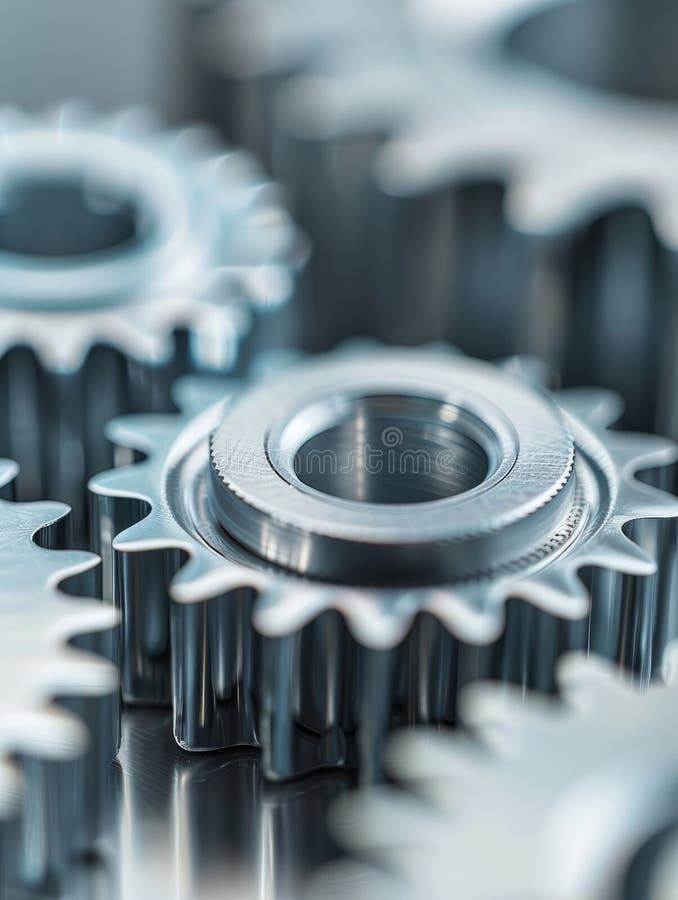 Close-up of Metallic Gears and Cogs in an Industrial Setting. Stock ...
