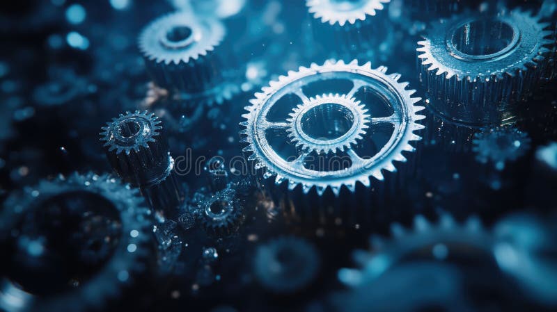Close-up of Metallic Gears in a Complex, Interlocking Arrangement ...