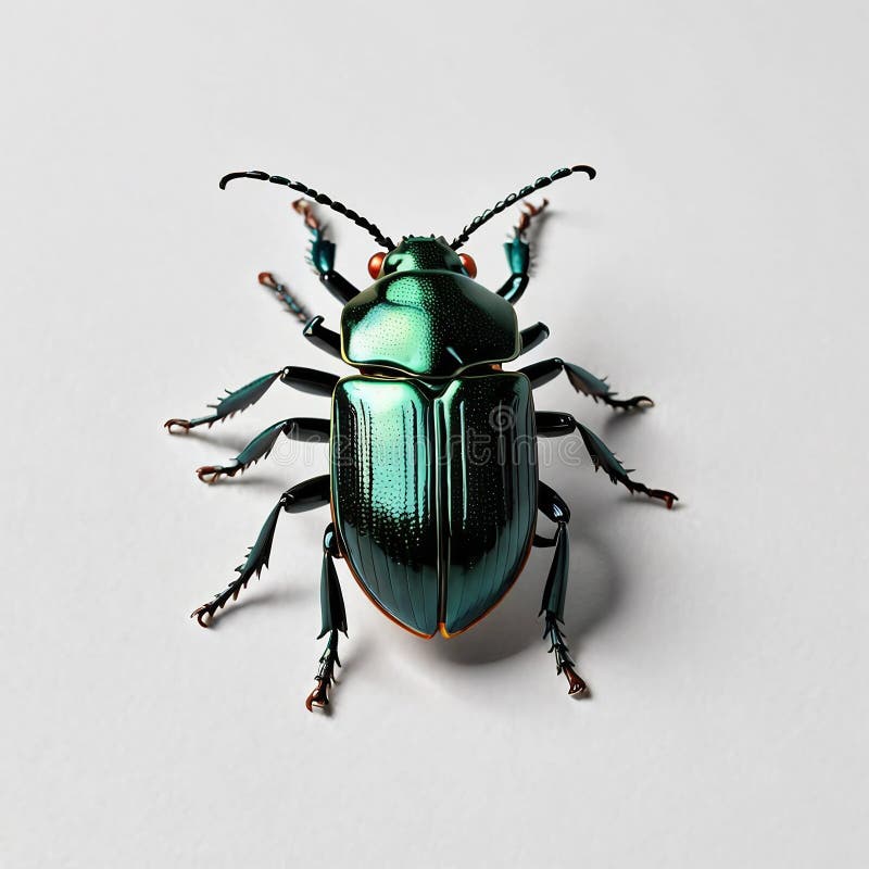 Close-Up of a Metallic Green Beetle with Distinctive Antennae Stock ...