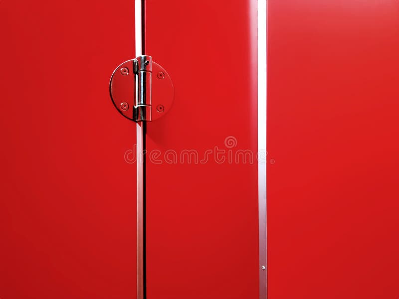 Metallic Hinge at the Corner of Red Wall and Door Stock Image - Image ...