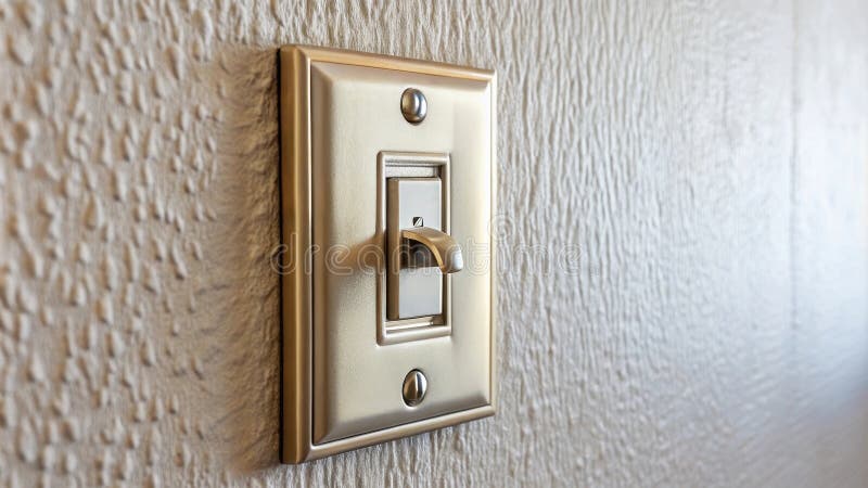 Close-up of a Metallic Light Switch on a Textured Wall. Generative AI ...