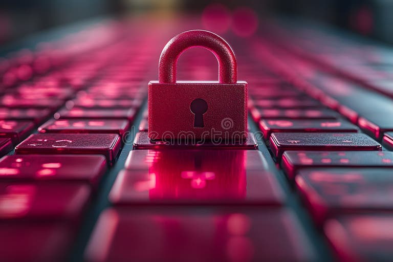 Cybersecurity Concept: Red Lock on Keyboard for Data Protection and ...