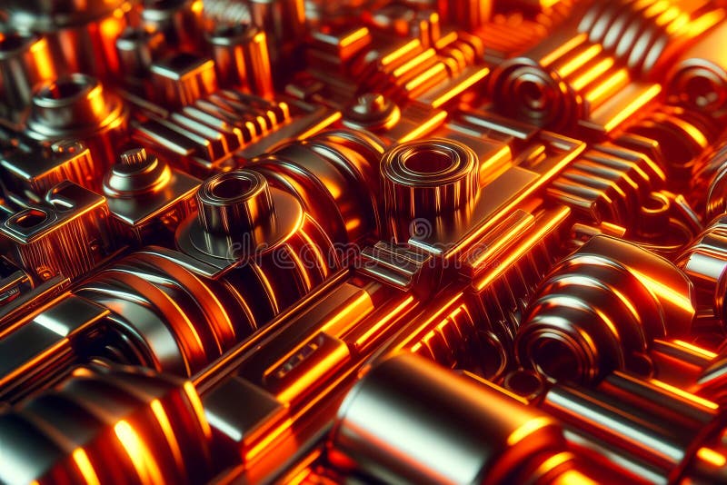 Close Up of a Metallic Object with Many Different Shapes and Sizes ...