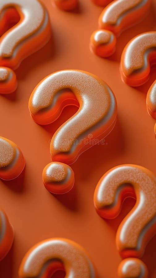 Close-up of Metallic Question Marks on Orange Background Stock Photo ...