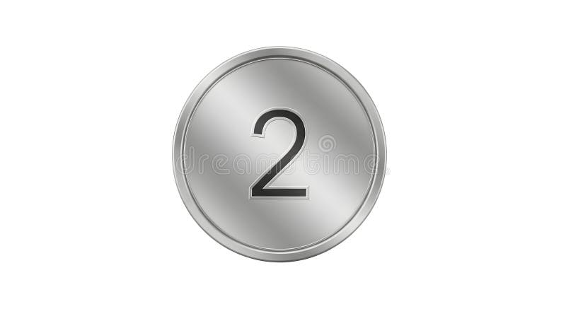 Silver Number Two Coin stock illustration. Illustration of background ...