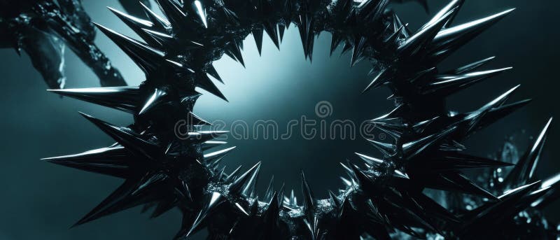 A Close-Up of a Metallic Spiky Ring with a Circular Hole in the Center ...