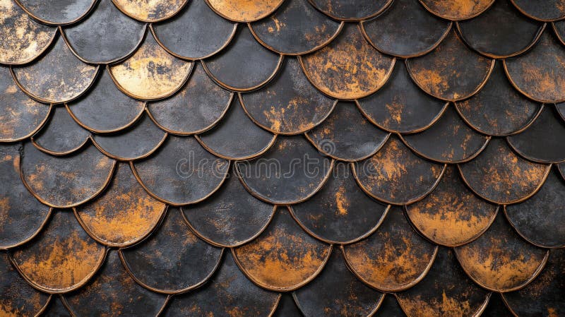 Close-up of a Metallic Surface with a Fish Scale Pattern Stock ...