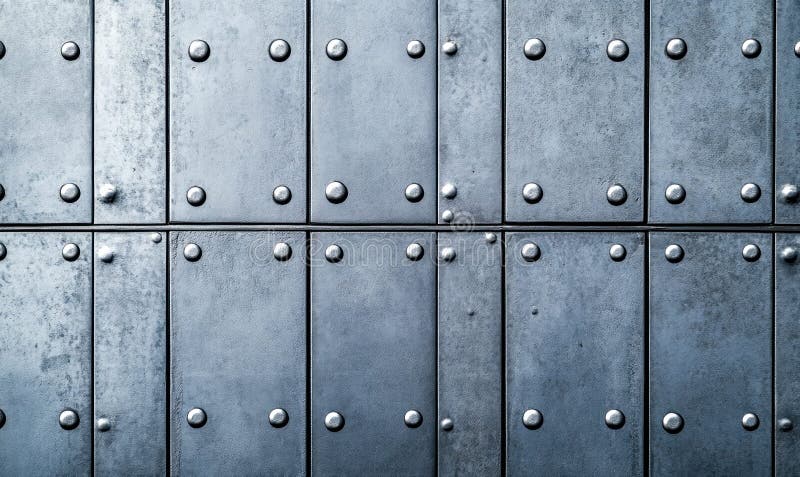 A Detailed Close-up Shows Riveted Metal Plates Creating a Textured ...