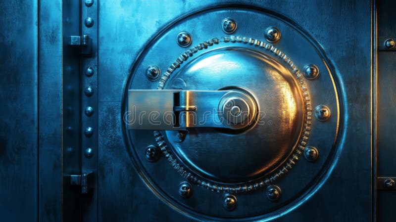 Close-up of a Metallic Vault Door with a Secure Lock Mechanism Stock ...