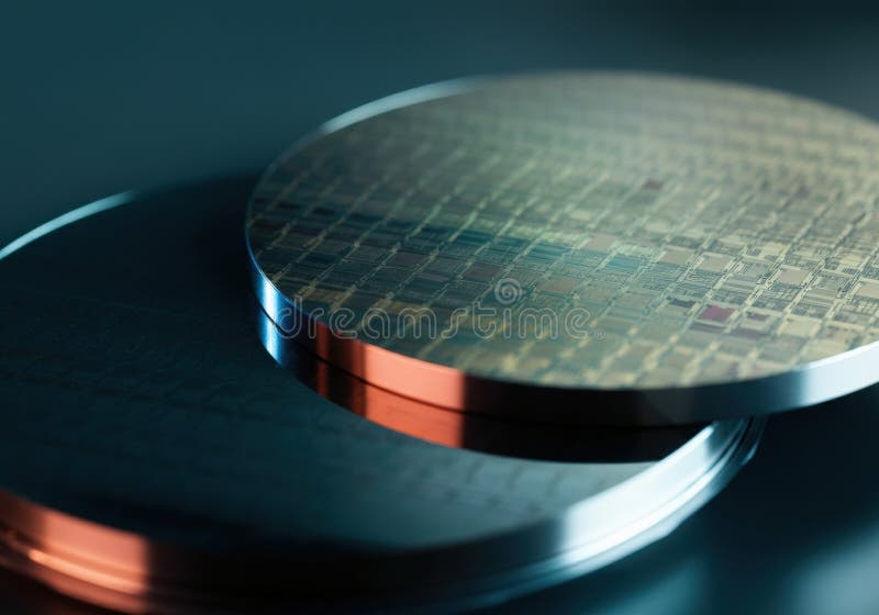 Close-up of Metallic Wafers Showcasing Intricate Patterns and Textures ...
