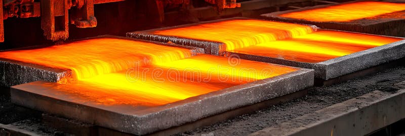 Close-up of Metalworking Process with Heated Metal Plates Stock ...