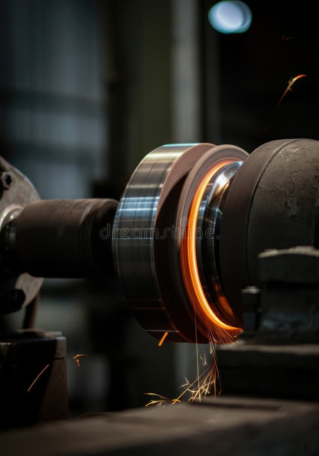 Close Up Metalworking Process Sparks Flying Lathe Stock Photos - Free ...