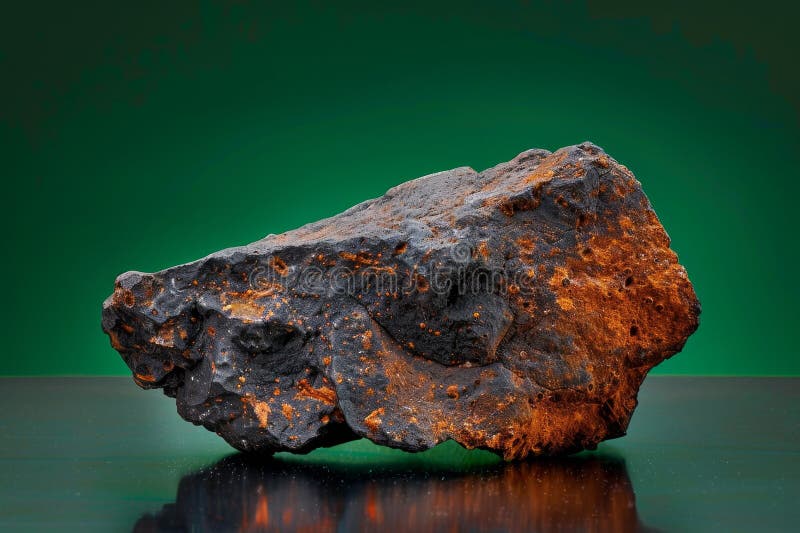 Close-up of a Meteorite on a Reflective Surface Stock Illustration ...