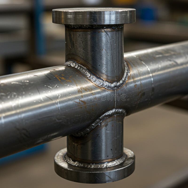 Metal Pipe Joint: Industrial Welding Detail, Close-up View Stock ...