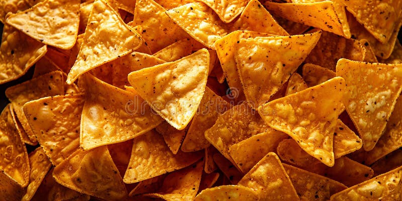 Close Up of Mexican Triangle Tortilla Nacho Cheese Chips. Stock ...