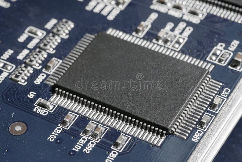 Close-up Micro Chip on a Circuit Board Stock Photo - Image of computer ...
