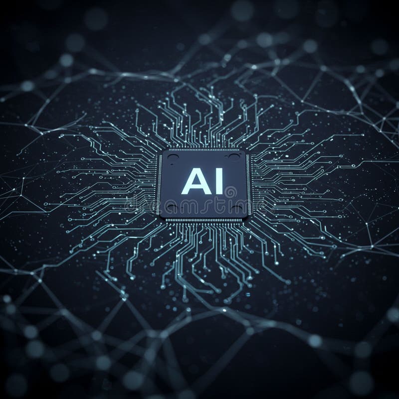 A Close-up of a Microchip with "AI" Labeled in the Center, Surrounded ...