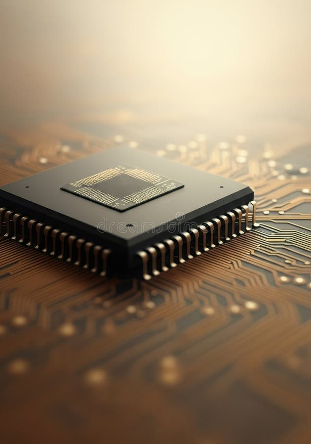 Close-up of a Microchip on a Circuit Board with Intricate Details Stock ...
