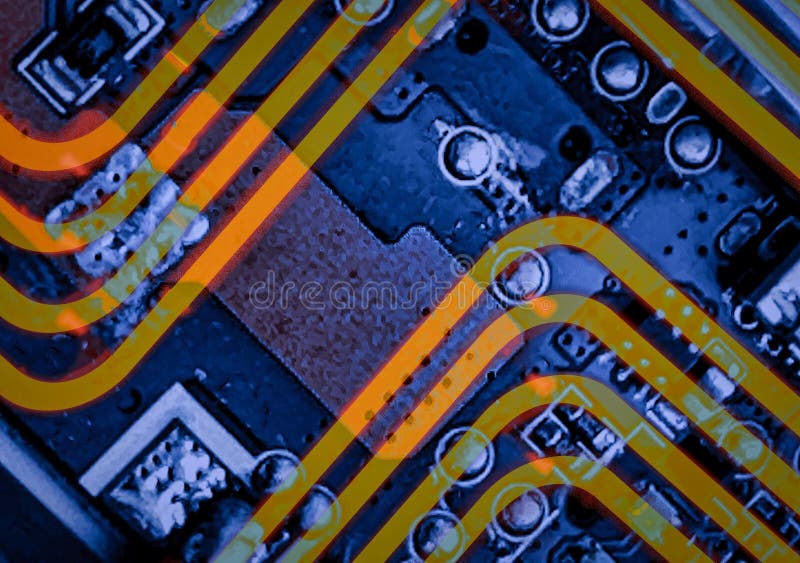 Close Up Microchip with Connections Stock Image - Image of digital ...