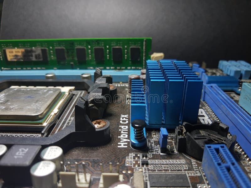 Close-up of a Microchip with Many Electrical Components Placed on the ...