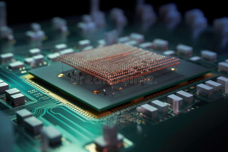 Close-up of Microchip, with Nanotech Materials and Devices Visible ...