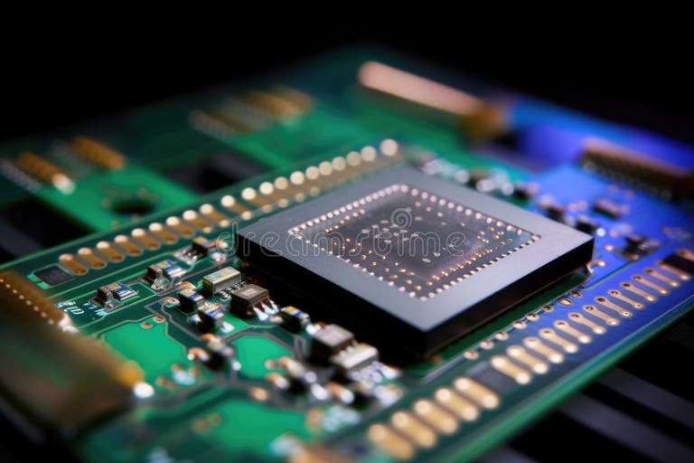 Close-up of Microchip, with Nanotech Materials and Devices Visible ...