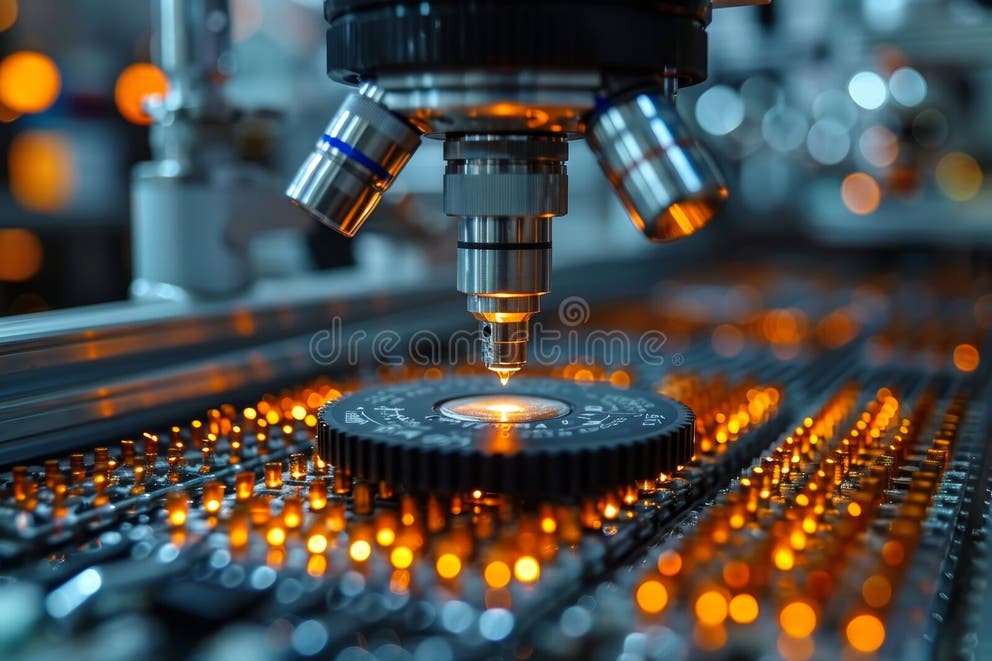Close Up of Microchip Transistor Examination Under Microscope for ...