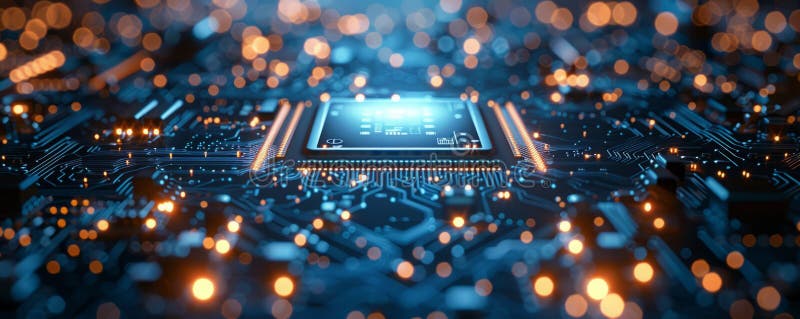 Close Up of Microchips Representing Futuristic Technology. Stock Photo ...